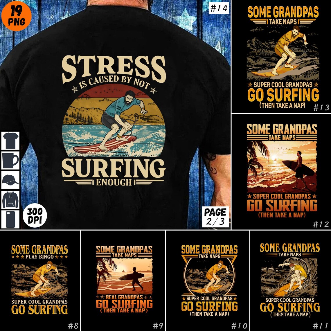 Surfing Old Man PNG Bundle, Surfing Retirement Plan PNG, Funny Surfing ...