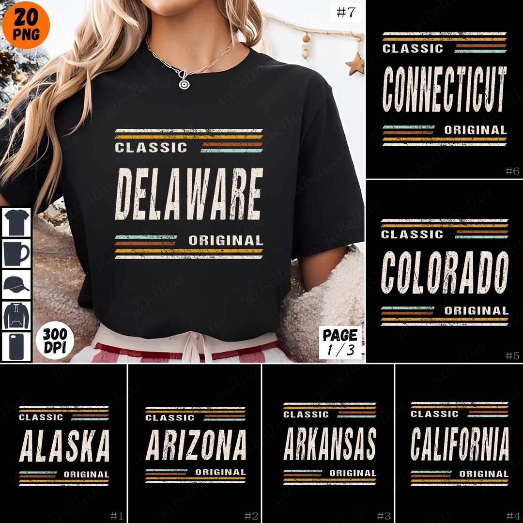 Classic Delaware PNG, Vintage State Sublimation Design, Retro Delaware ...