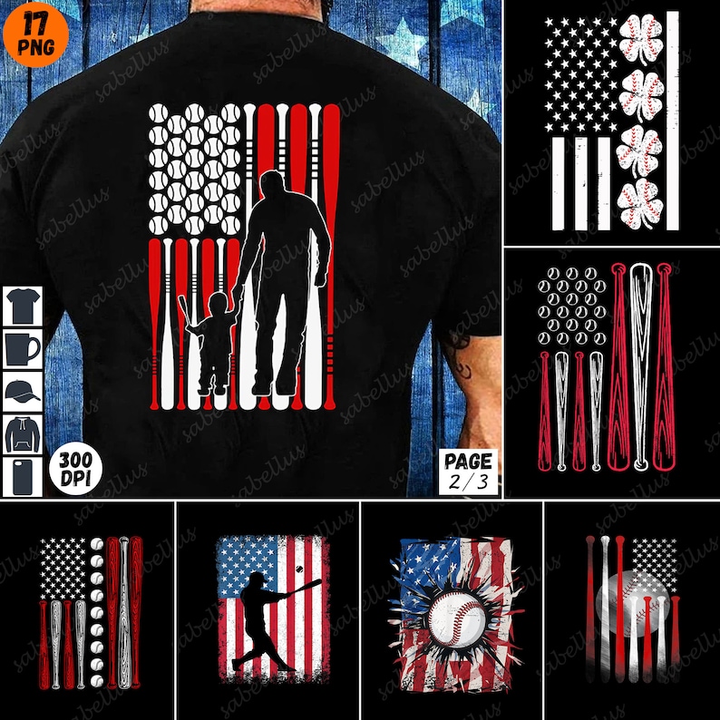 American Flag Baseball PNG Bundle, Baseball Player Design PNG, Perfect ...