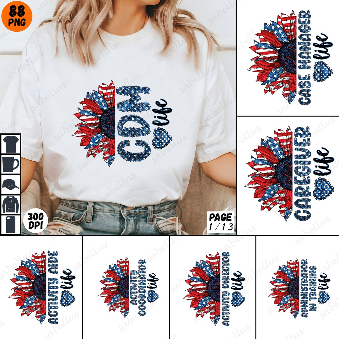 CNA Nurse Life American Flag Sunflower, Medical Assistant DSP Shirt ...