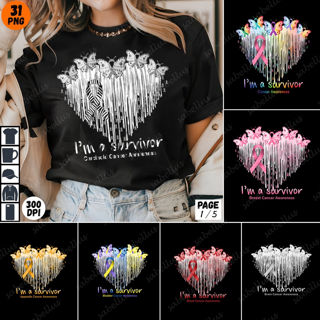 Survivor Cancer Awareness PNG Bundle, Appendix Bladder Blood Brain ...