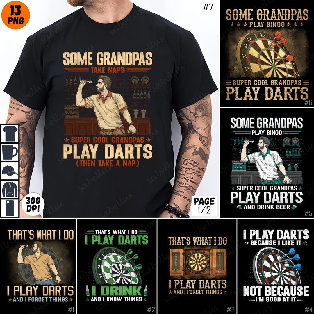 Grandpa Dart Player PNG, Funny Grandpa Sublimation Designs, Dart Lover ...