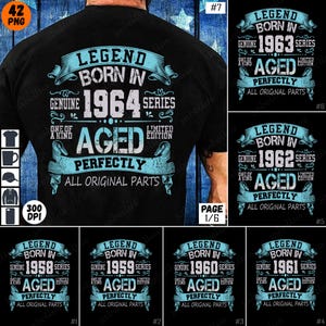 Vintage Born 1964 PNG, Legend Aged Perfectly Sublimation Design, Retro ...