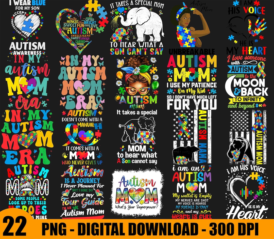 Autism Mom Png Bundle, Autism Mom Life Png, Autism Awareness Png, Mama ...