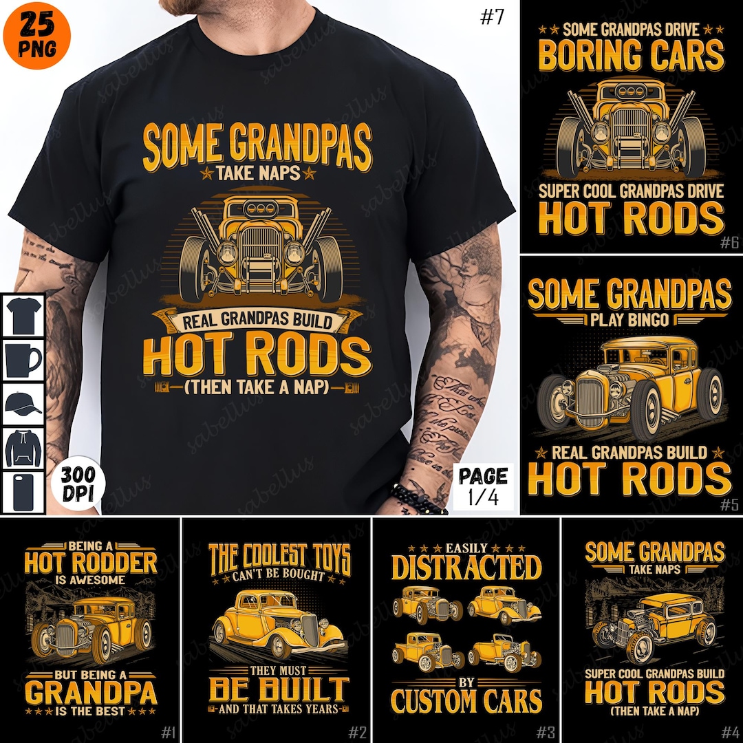 Hot Rod Sublimation PNG, Grandpa Hot Rod Design, Retro Car Art, Car ...