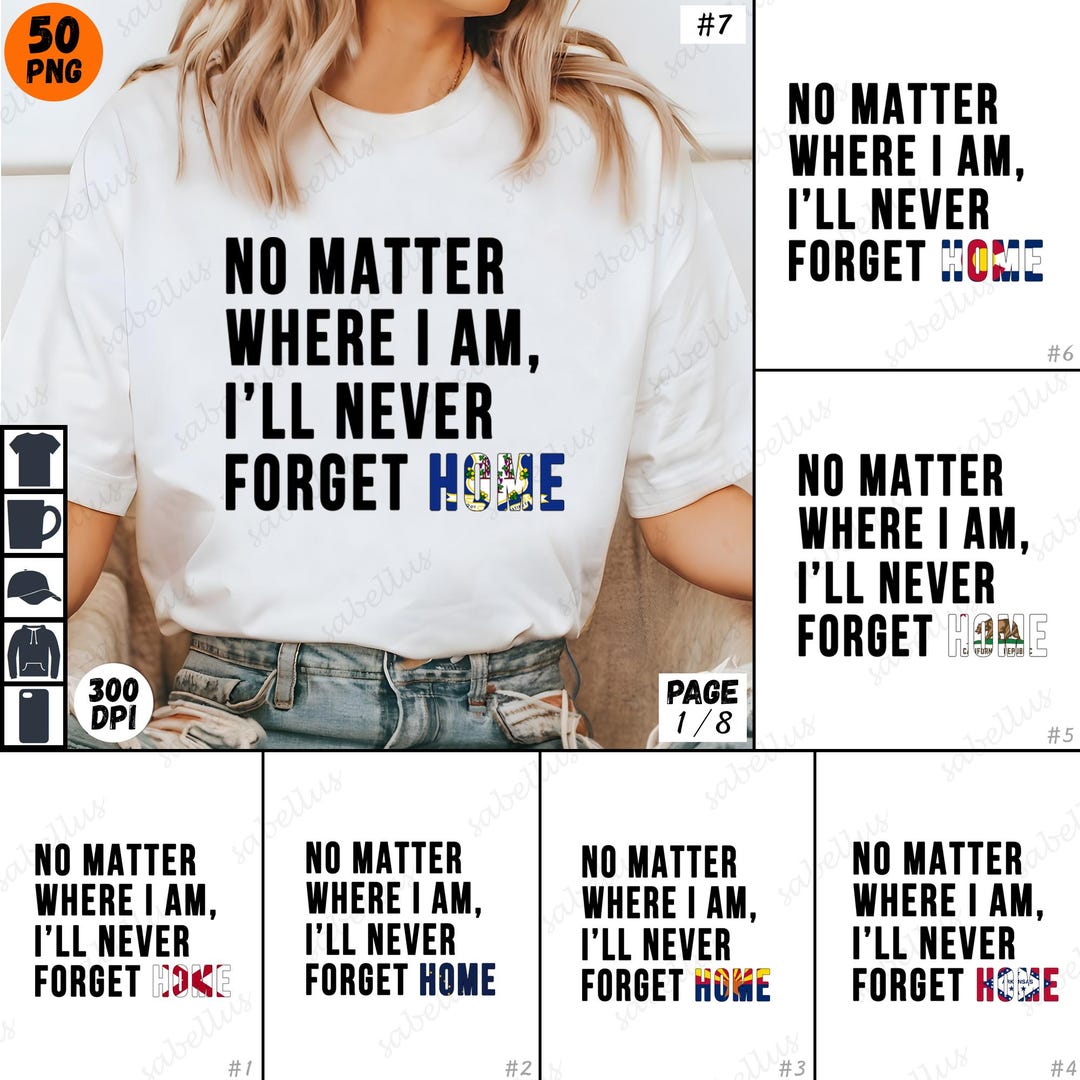 Never Forget Home PNG, State Sublimation Designs, Digital State Clipart ...