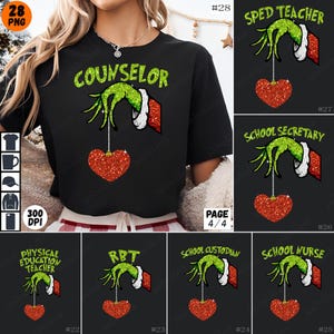 Grinch Teacher PNG, Christmas Teacher Sublimation, Grinch Heart Design ...