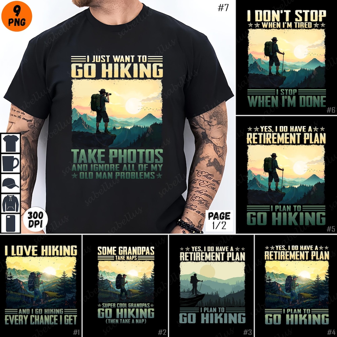 Hiking PNG Sublimation Bundle, Hiking Digital Art, Hiking Quotes PNG ...