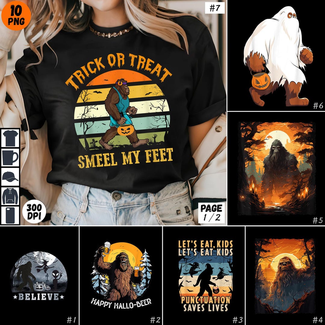 Bigfoot Halloween T-shirt Bundle, Sasquatch Costume Funny Shirt, Trick ...