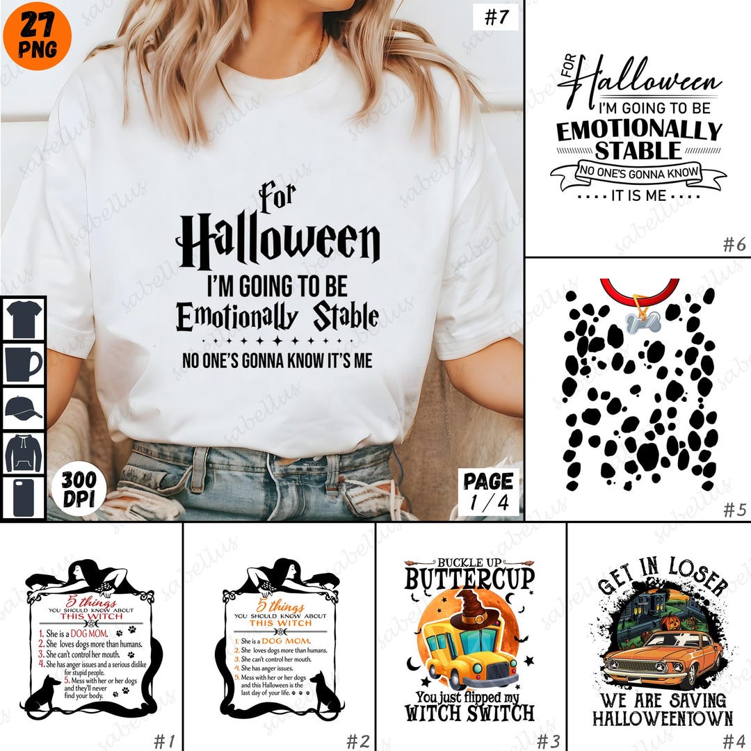 Halloween Sublimation PNG Bundle Witch Switch Dog Hair Costume Funny ...