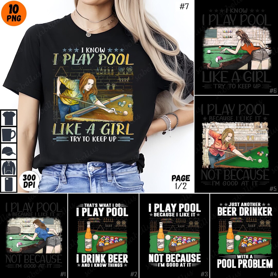 Girl Pool Player, Women Billiards PNG, I Play Pool Like A Girl, Female ...