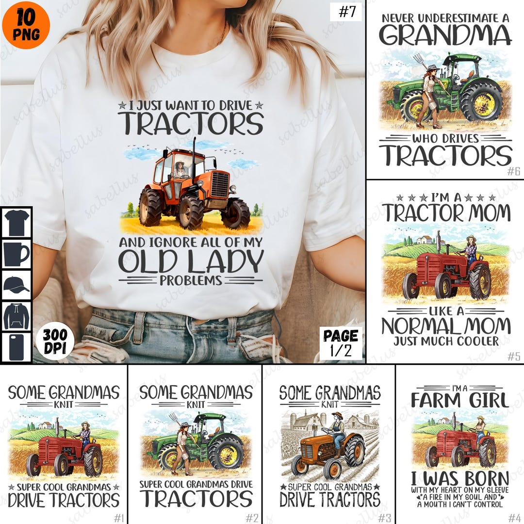 Tractor PNG Bundle, Grandma Sublimation Designs, Tractor Mom Art, Farm ...