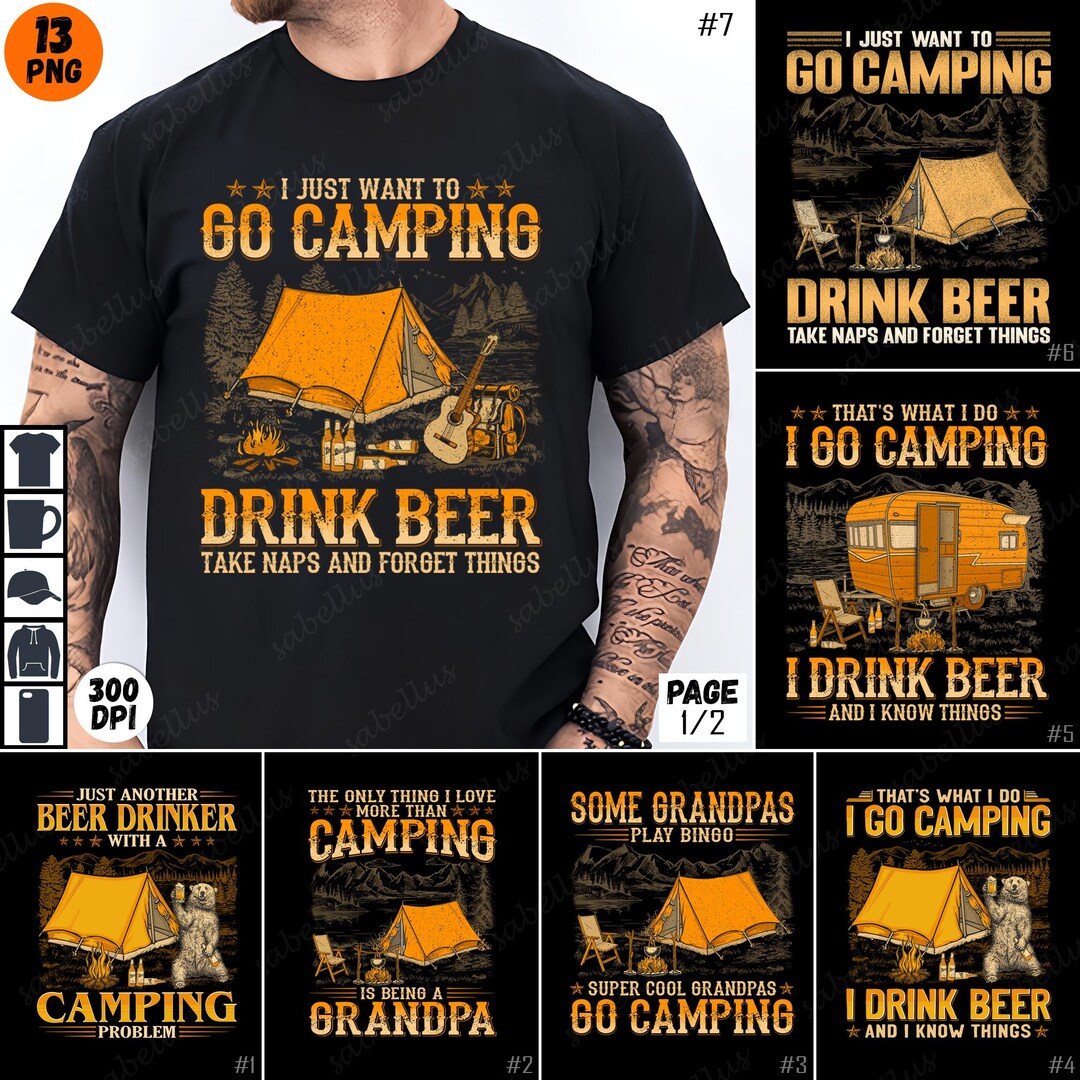 Camping Beer PNG Bundle, Camping Sublimation Design, Beer Drinking ...