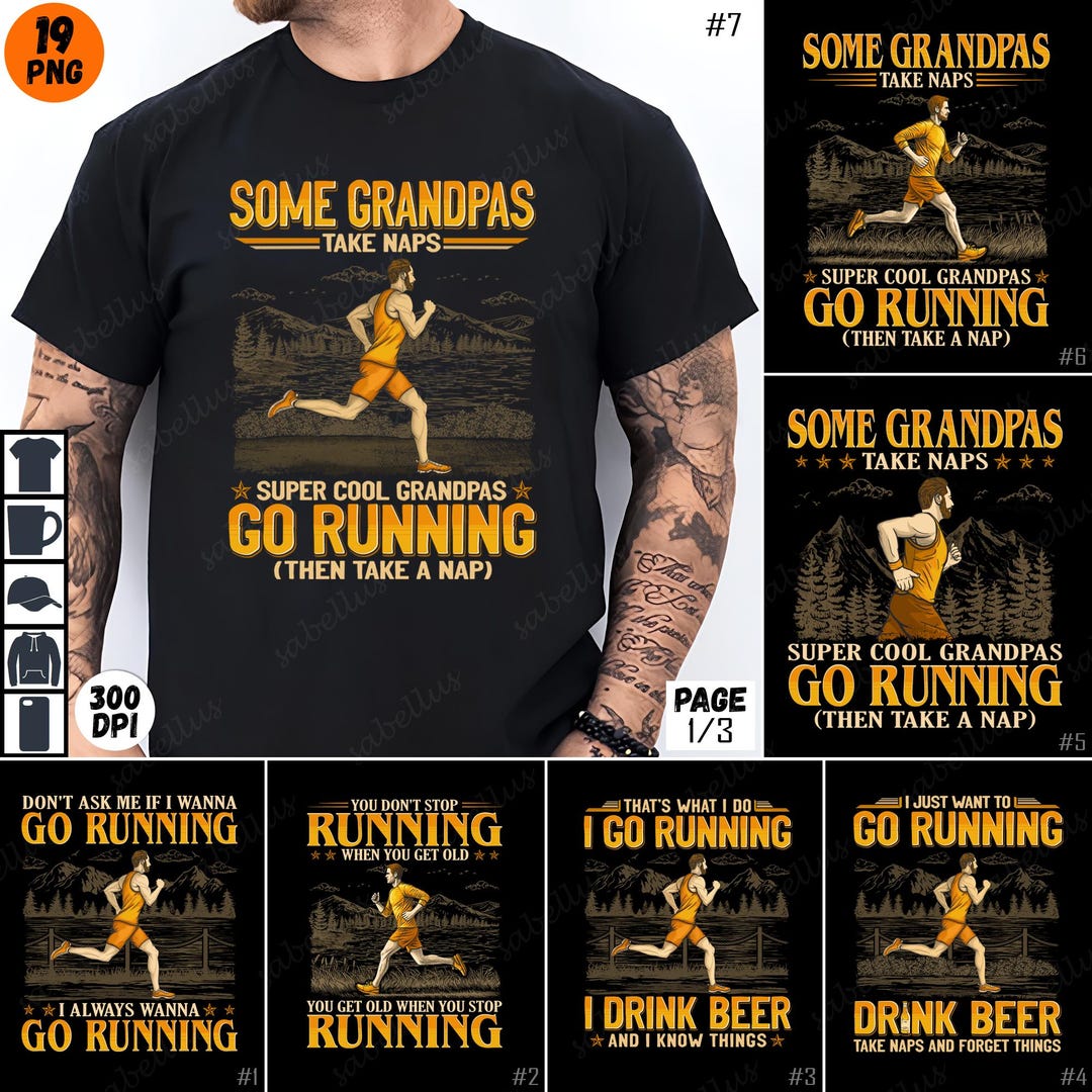 Running Grandpa PNG, Funny Runner Graphics, Grandfather Jogging Design ...