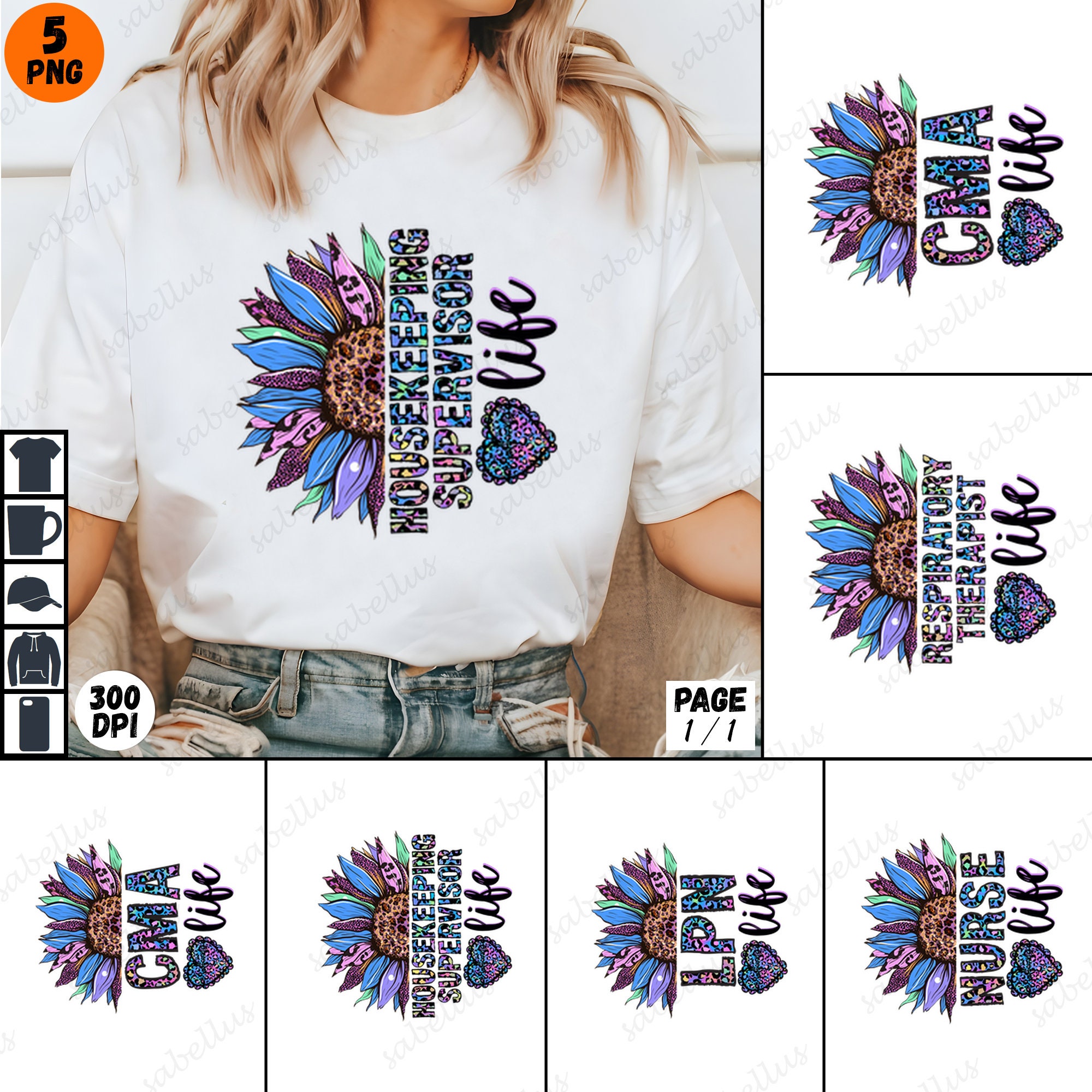 CMA Life Sunflower Neon Leopard PNG Bundle, Housekeeping Supervisor LPN ...