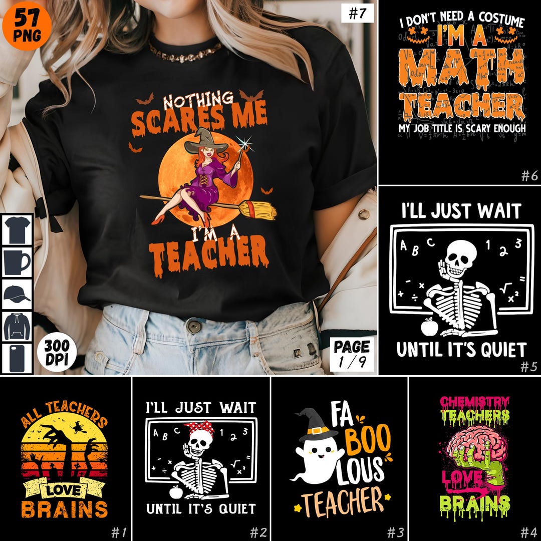 Teacher Halloween PNG Bundle Spooky Chemist Math Scientist Faboolous ...