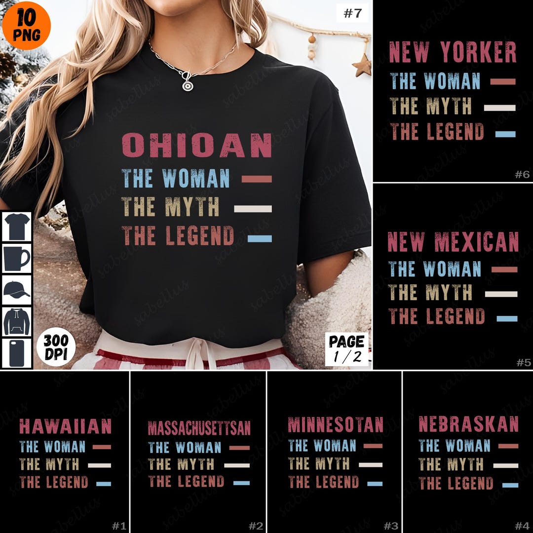 Ohioan Woman PNG Bundle, New Yorker Woman Myth, Hawaiian Woman Legend ...