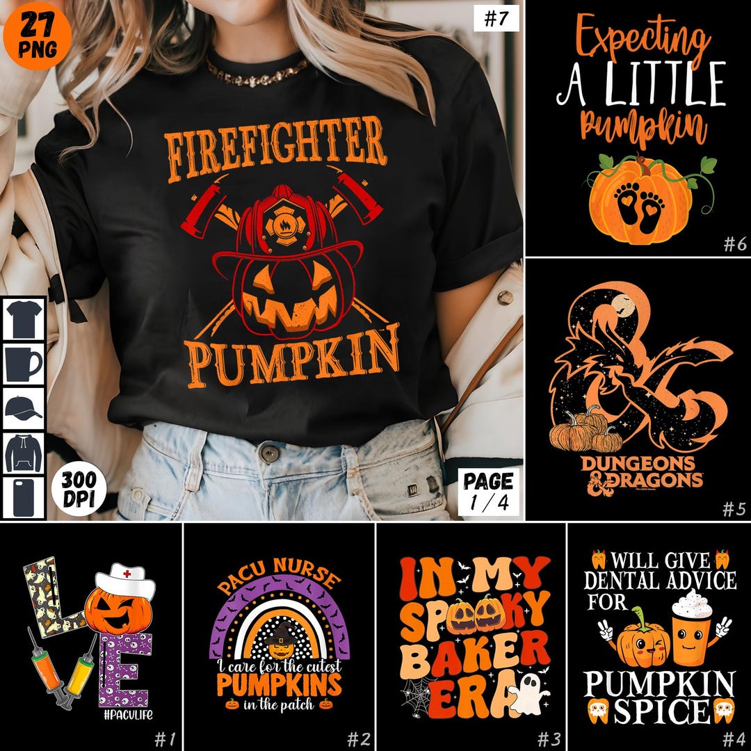 Halloween Pumpkin PNG Bundle Anesthesia Nurse Firefighter Dentist ...