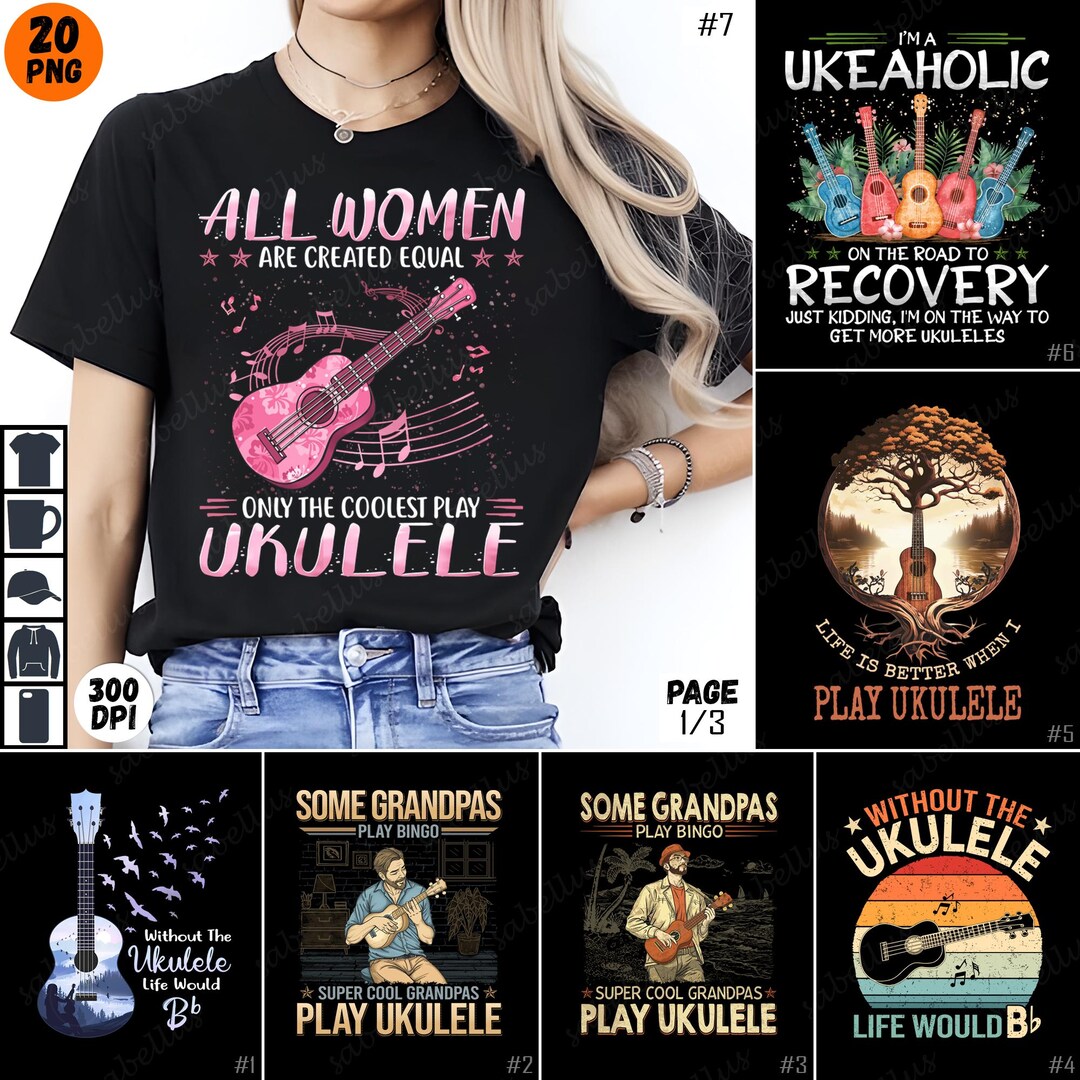 Ukulele Women Shirt, Female Musician Gift, Music Lover Tee, Hawaiian Guitar Design, Ladies ...