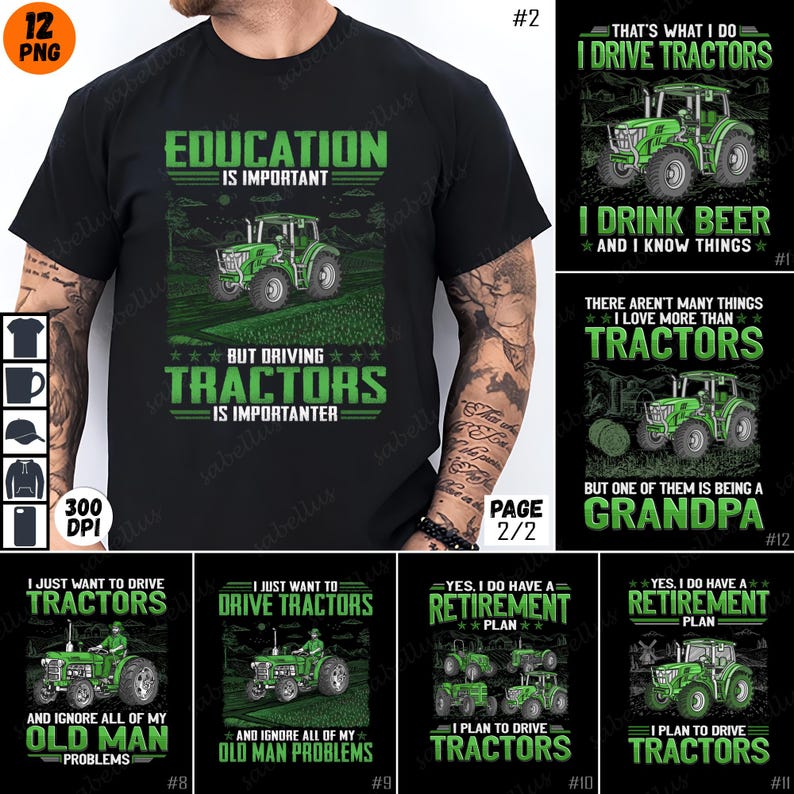 Tractor PNG Bundle, Tractor Sublimation Designs, Farm Life Quotes ...