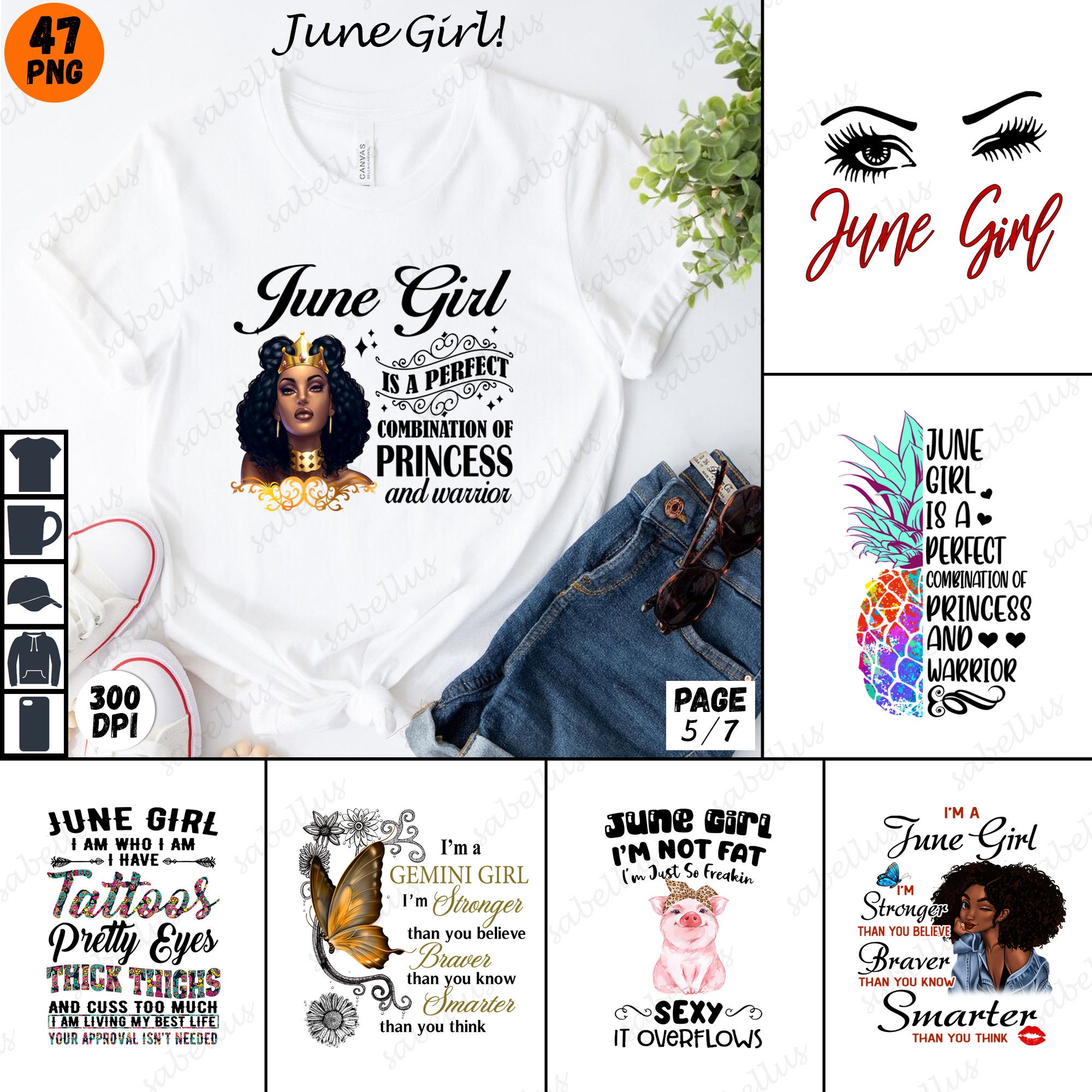 47 PNG Gemini Girl Was Born in June Bundle, June Birthday Queen Png ...