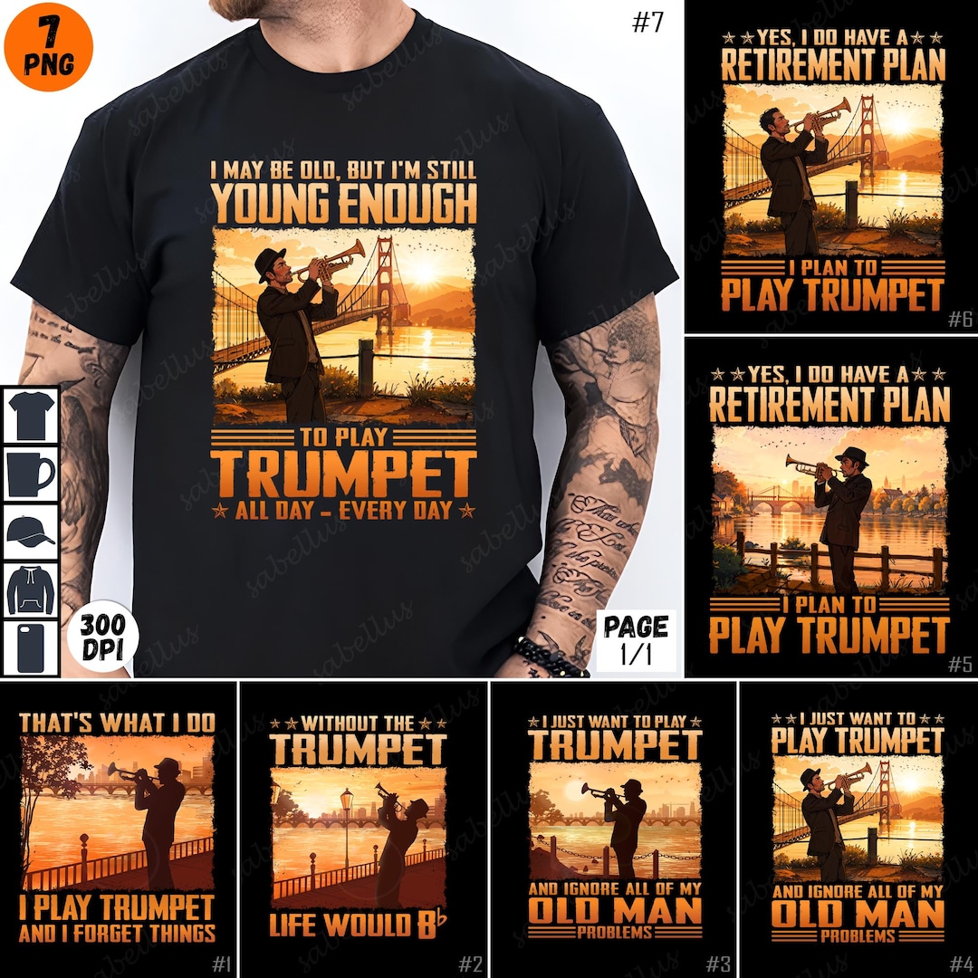 Trumpet PNG Bundle, Trumpet Sublimation Art, Music Lover Design ...