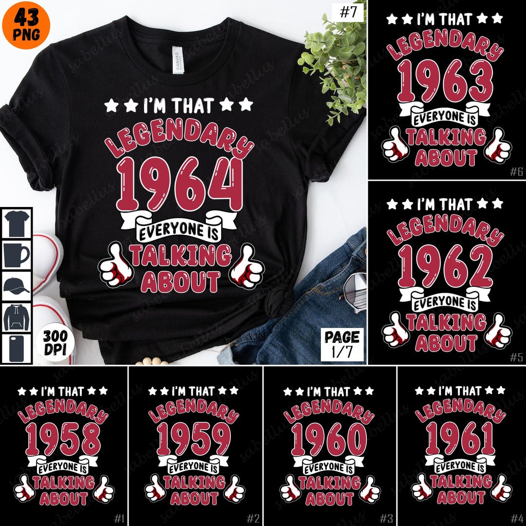 Legendary Birth Year PNG Bundle, 1964 Sublimation Design, Vintage ...