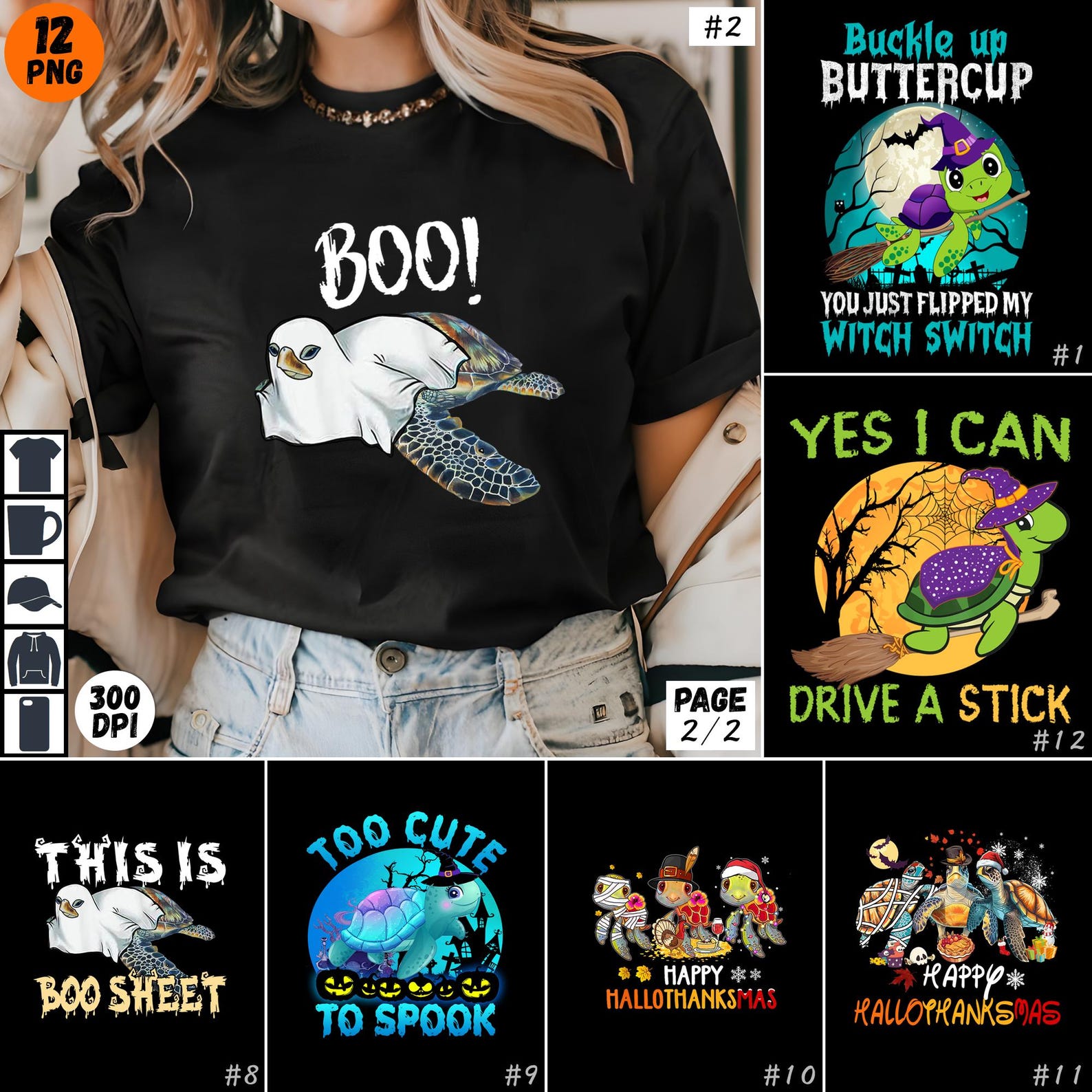 Buckle up Turtle PNG Bundle Funny Halloween Costume Cute Boo Turtle Tee ...
