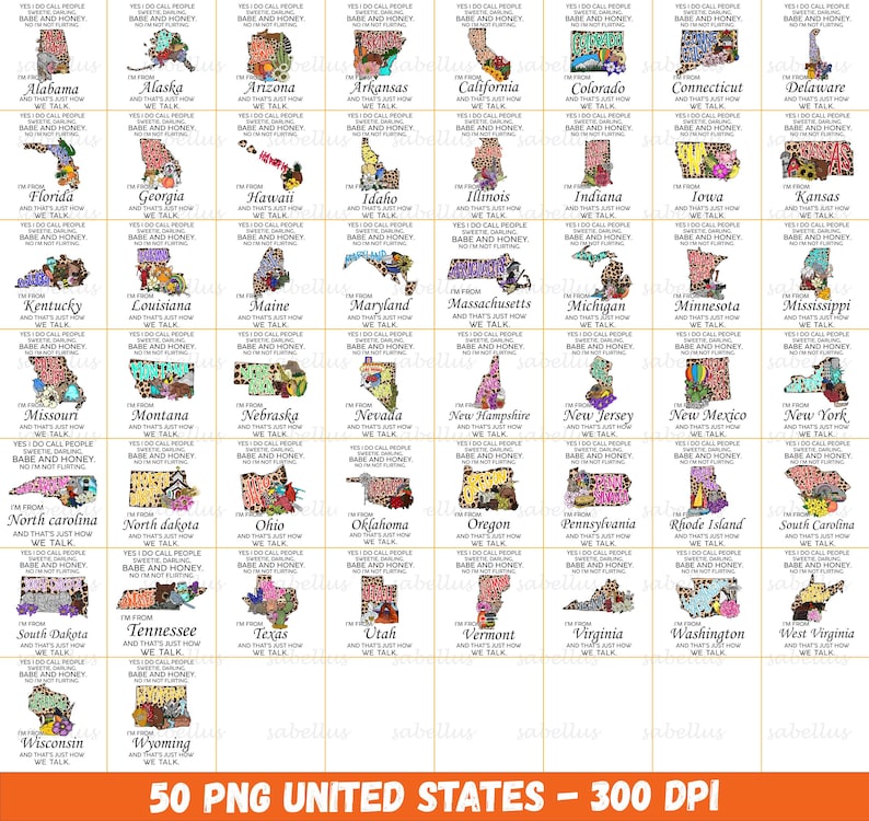 50 PNG USA States Png Bundle, US States Png, American Png Bundle ...