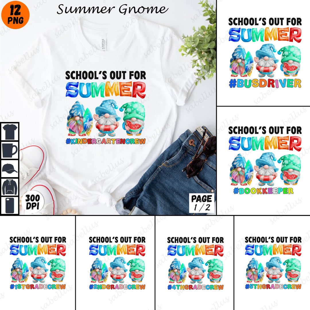 Summertime With My Gnomies Png Bundle, Gnomes Teacher Png, Last Day of ...