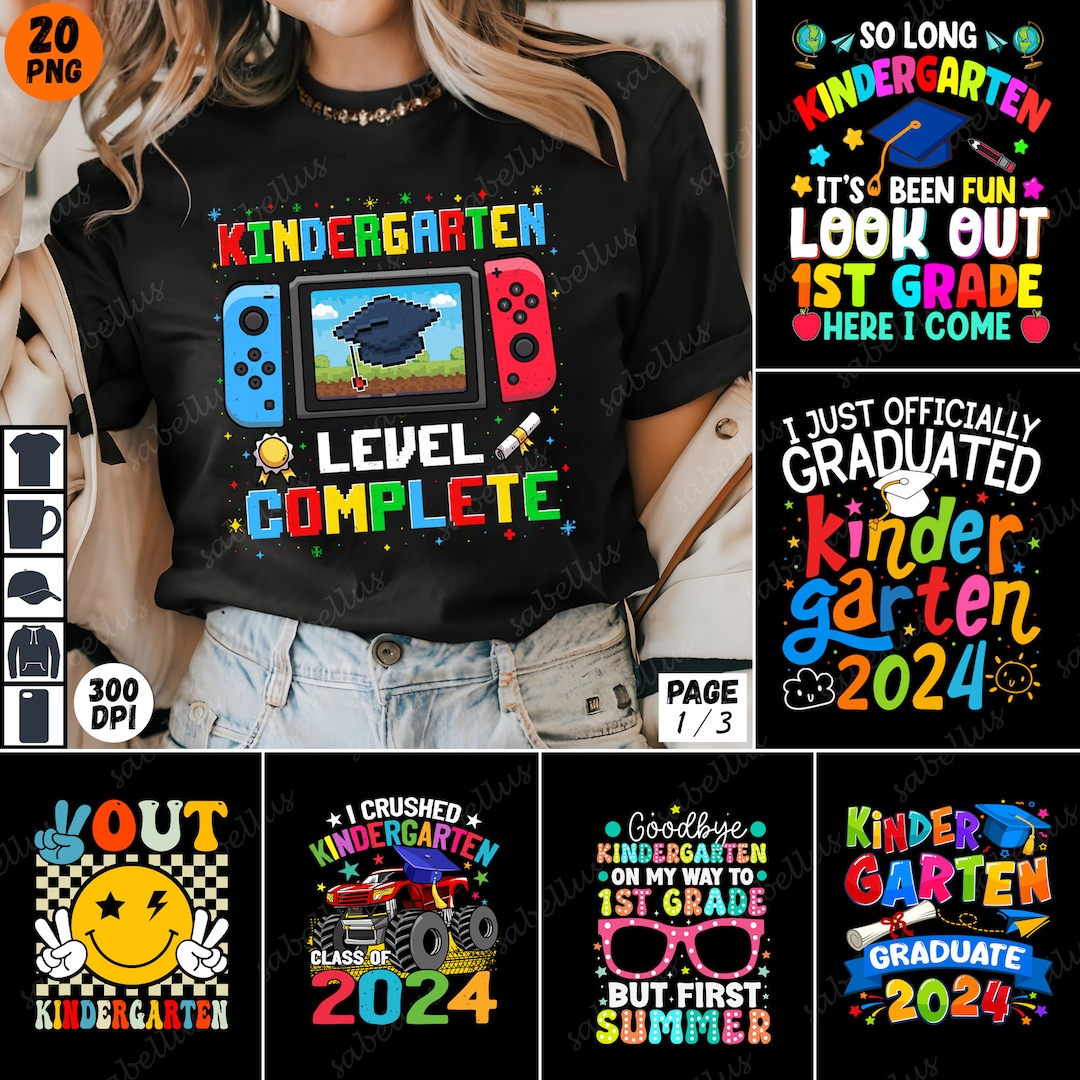 Kindergarten Graduation Tees Bundle, Graduation Shirt Clipart Set ...