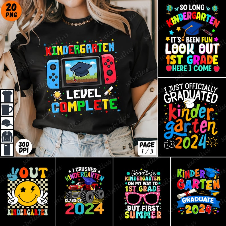 Kindergarten Graduation Tees Bundle, Graduation Shirt Clipart Set ...