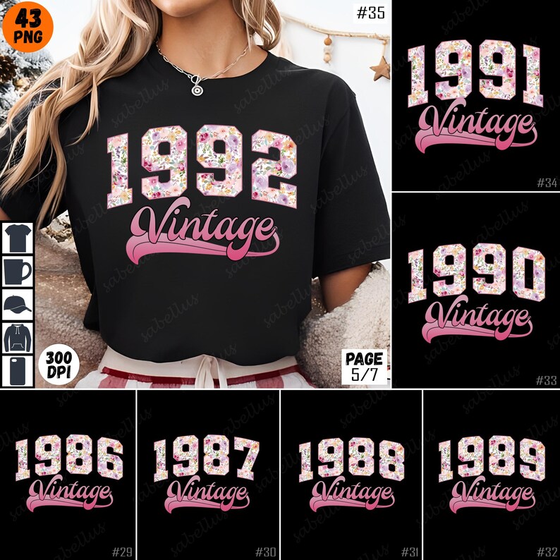 Vintage 1964 Classic PNG, Retro 1964 Floral Design, 1964 Birthday Shirt ...