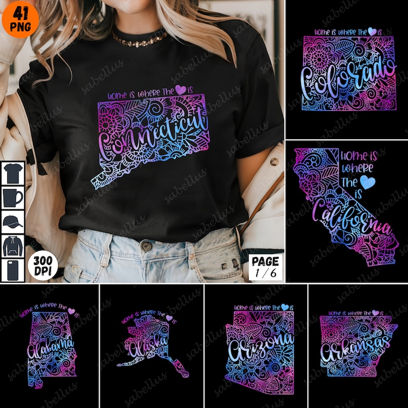 State Pride PNG Bundle, Alabama Alaska Arizona Arkansas California ...