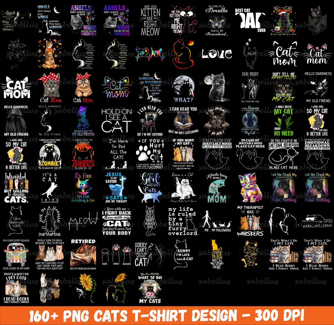 160+ Cats T-shirt Design Bundle, Cat Breeds Clipart Bundle, Cats Png ...