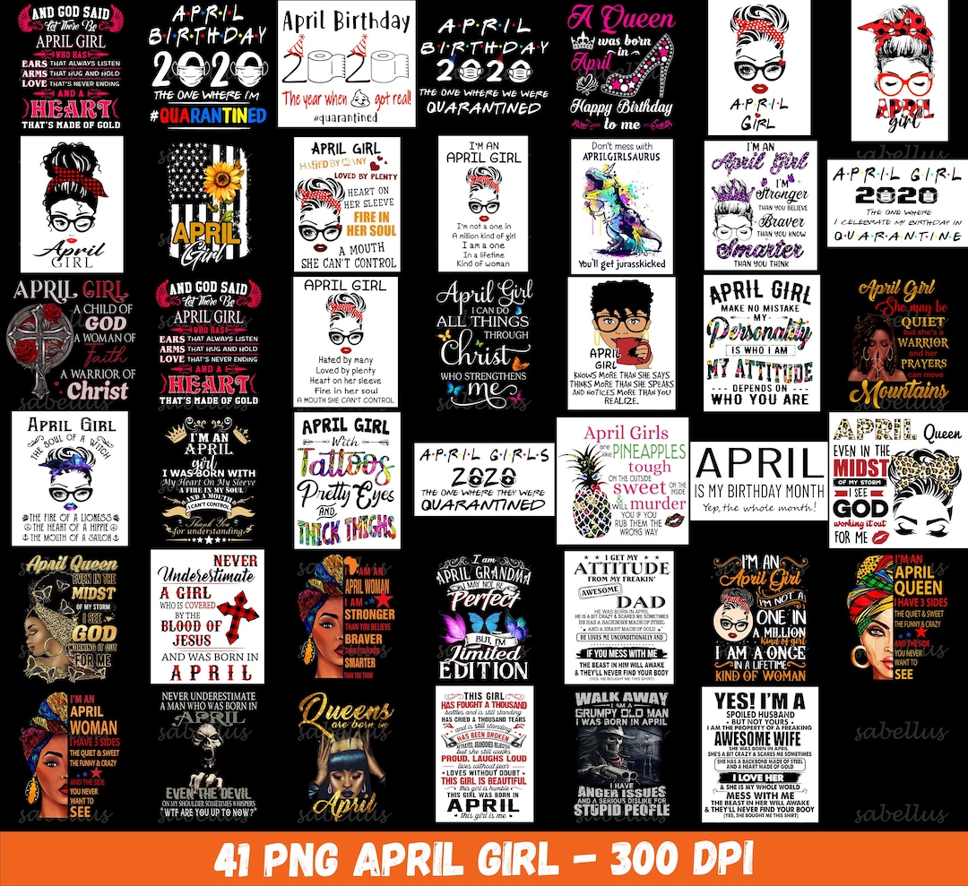 April Girl Png, April Girl Bundle Png, April Png, April Birthday Png ...
