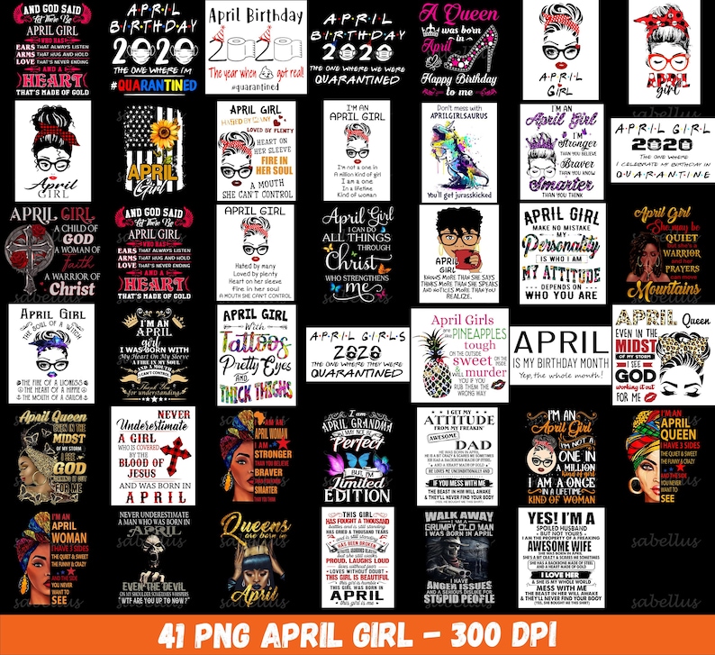 April Girl Png, April Girl Bundle Png, April Png, April Birthday Png ...