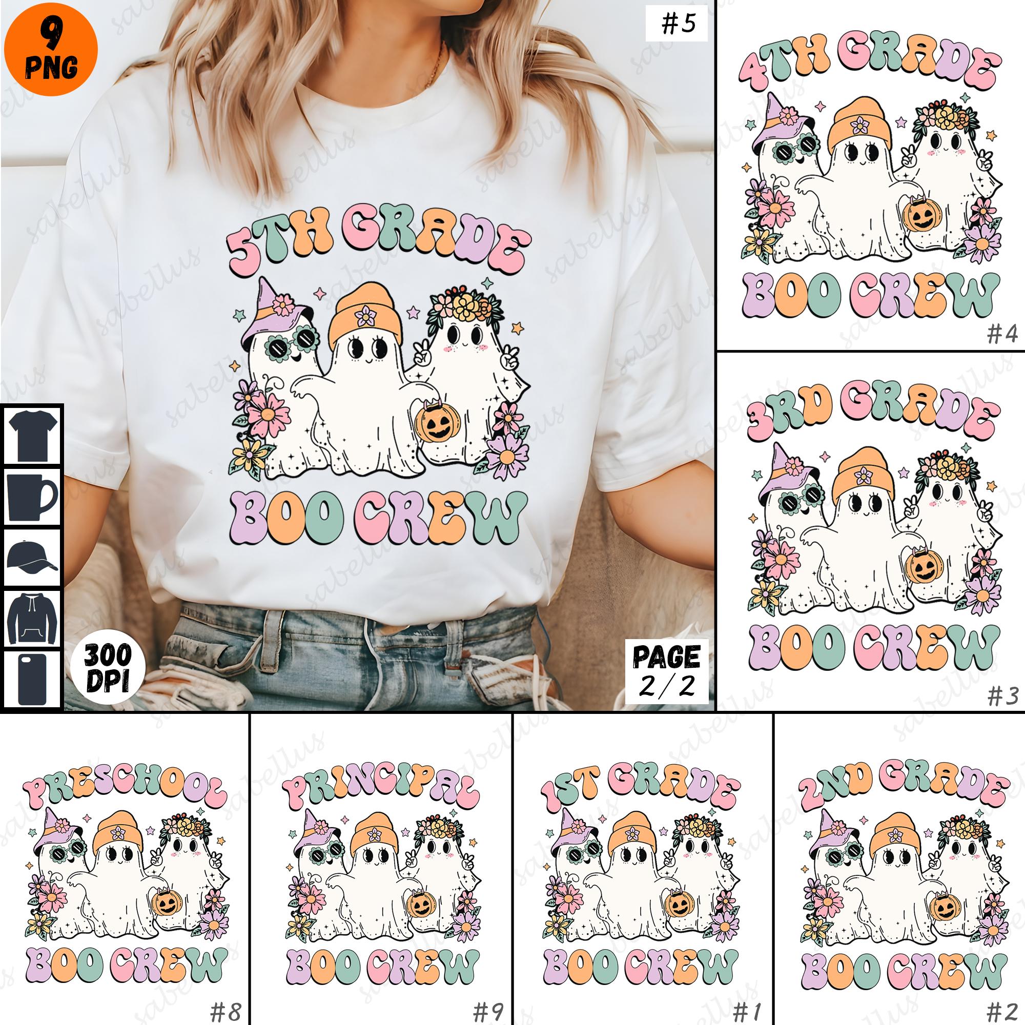Teacher Boo Crew PNG Bundle, Groovy Halloween Pre-k, Kindergarten, 1st ...