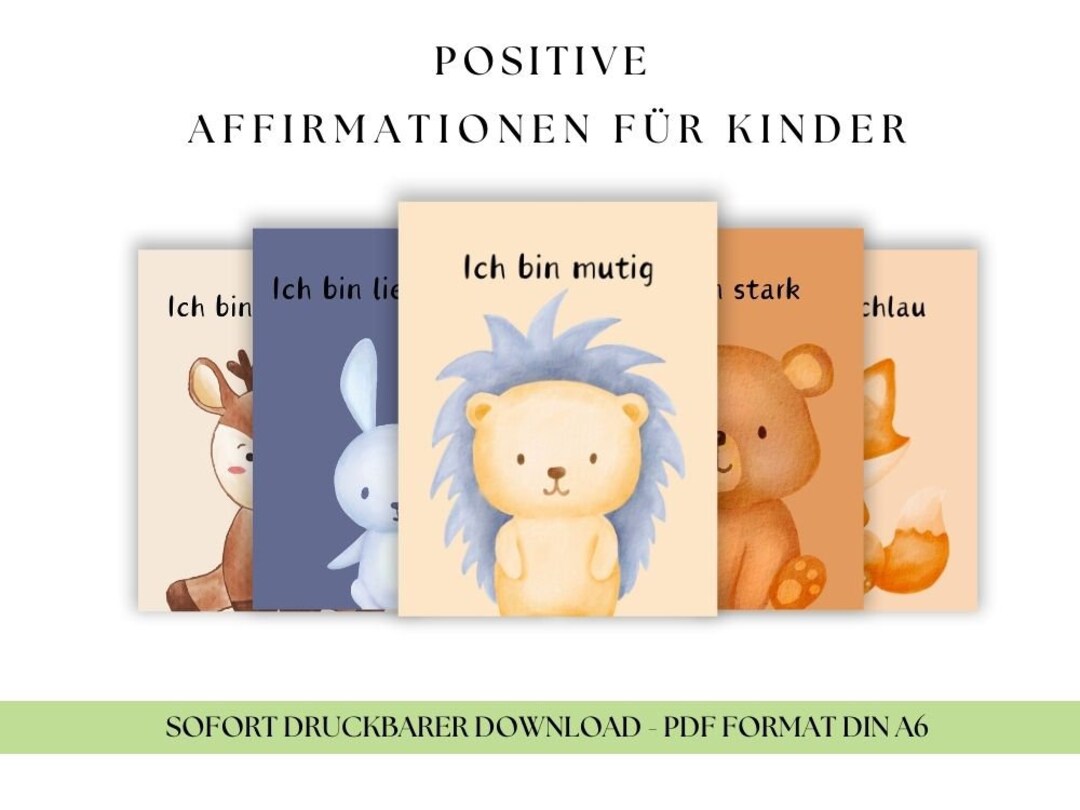 10 Forest Animal Affirmation Cards i Am for Children Positive Beliefs ...