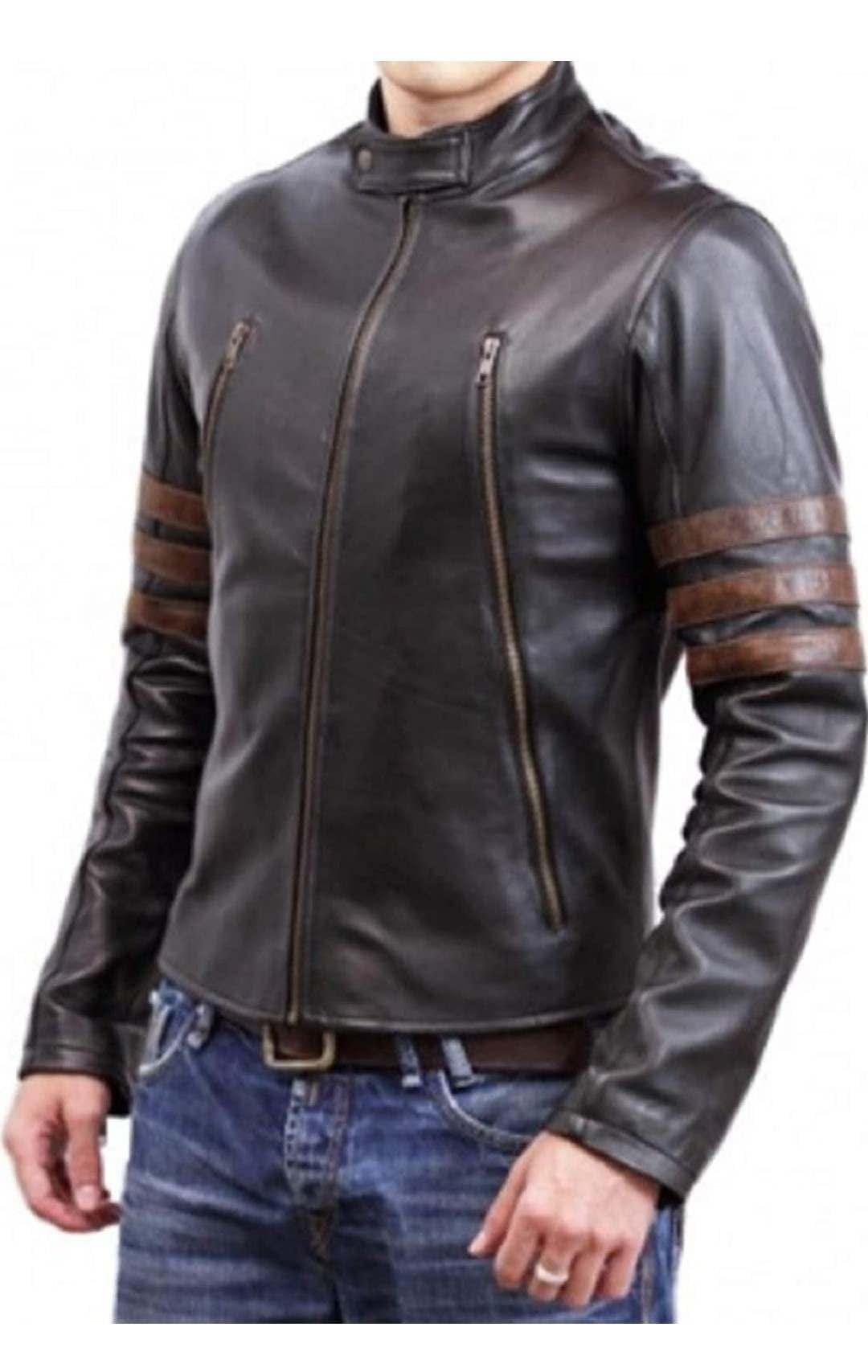 Wolverine X Men Origins Logan Real Genuine Leather Jacket Mens Biker ...