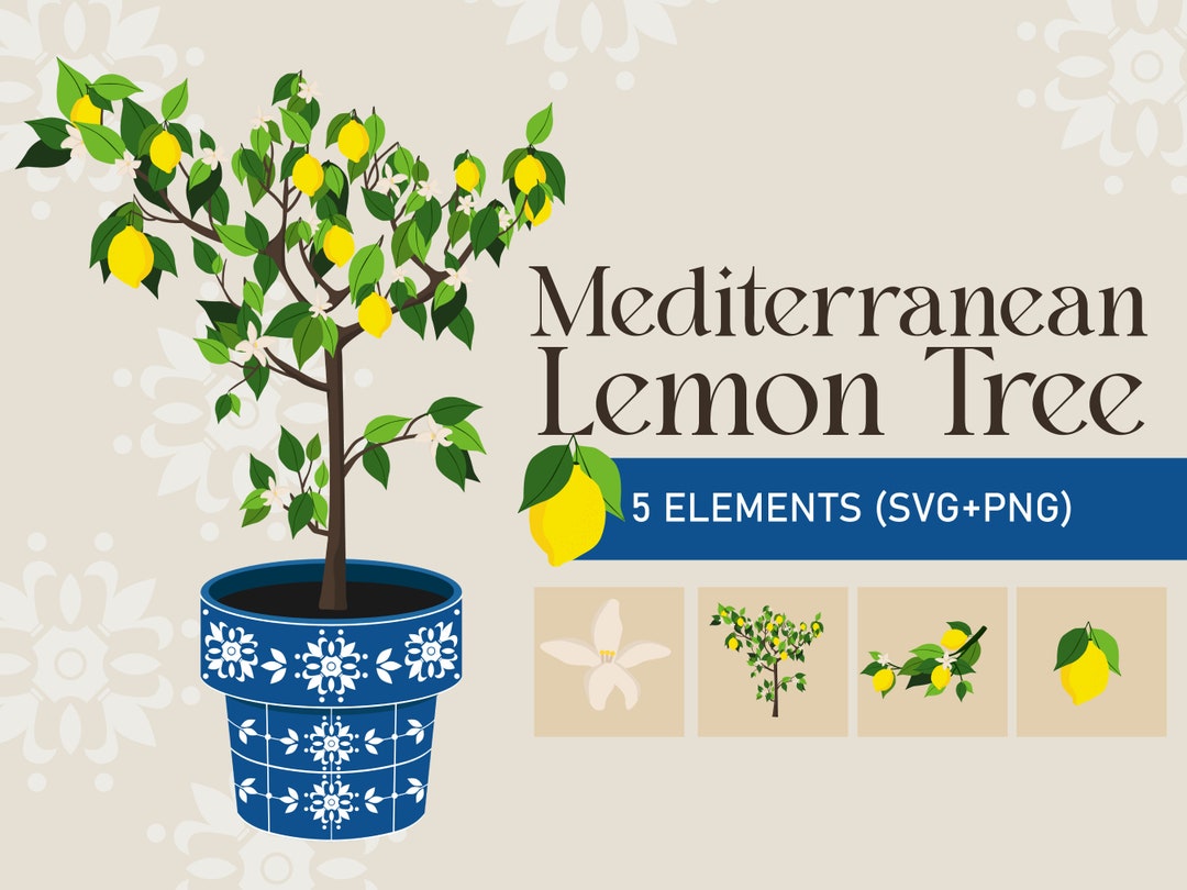Lemon Tree Digital Art Citrus Decor SVG/PNG Fresh Summer Vibes for Home ...