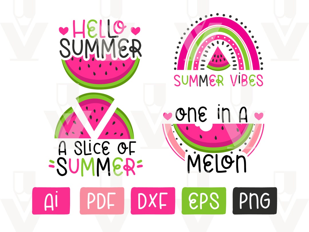 Summer Watermelon SVG Bundle One in a Melon Fresh & Fun Seasonal ...