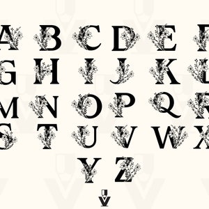 Flower Alphabet Letters - Printable Full Set, Floral Abcs for Nursery ...