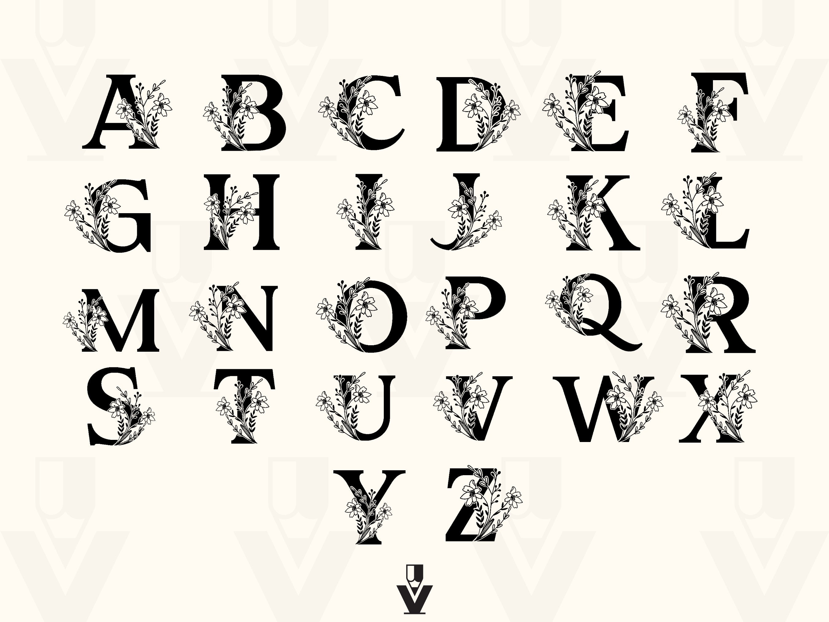 Flower Alphabet Letters - Printable Full Set, Floral Abcs for Nursery ...