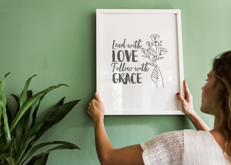 Love & Grace Digital Prints - Elegant Script Wall Art - Etsy