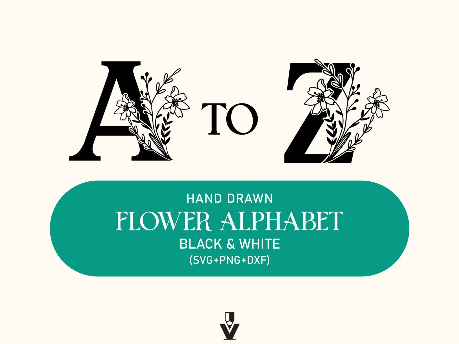 Flower Alphabet Letters - Printable Full Set, Floral Abcs for Nursery ...