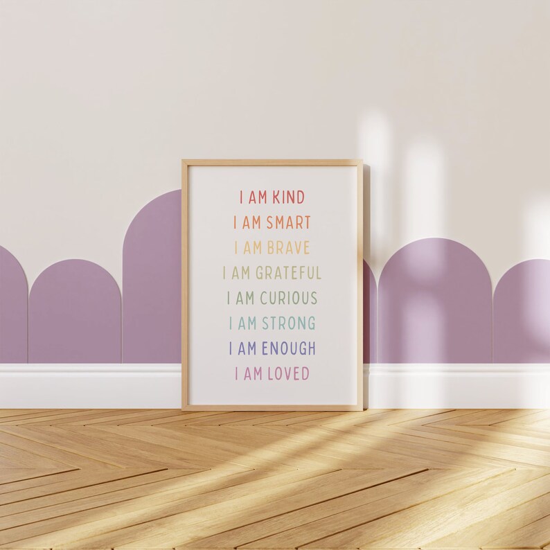 Rainbow Positive Affirmations Art: Kids Room Decor (digital Download ...