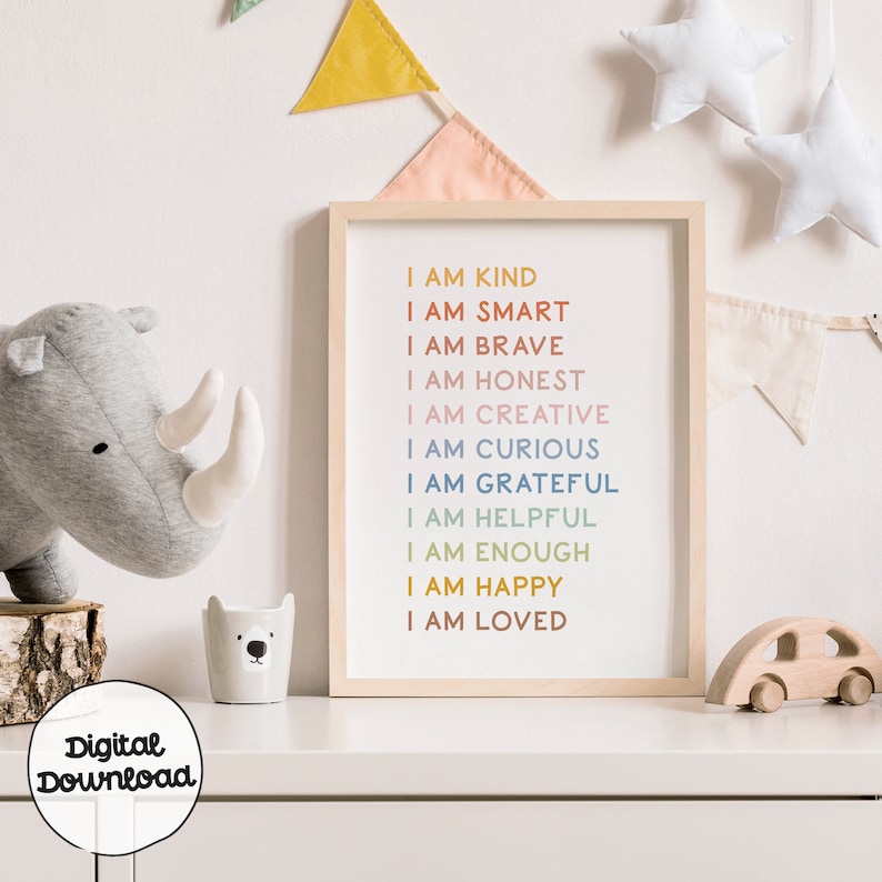 Positive Affirmations Printable, Rainbow Nursery Decor Printable ...