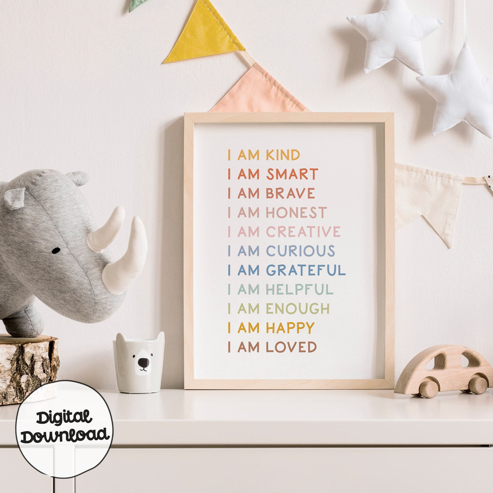 Positive Affirmations Printable, Rainbow Nursery Decor Printable ...