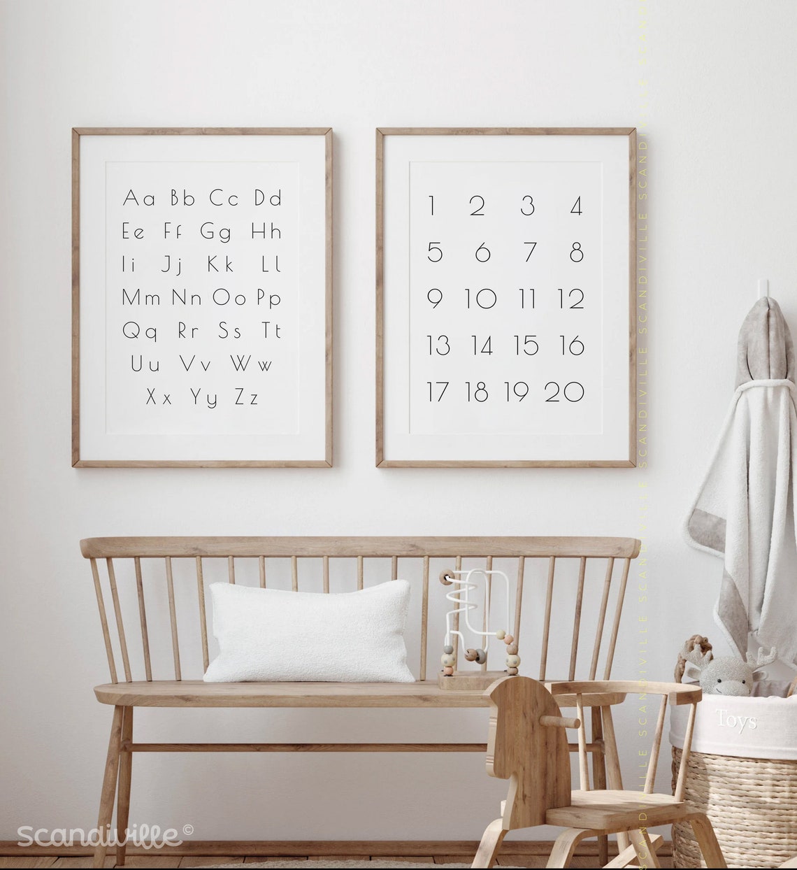 Set of 2 Prints Alphabet Poster, Number Poster 1-20, ABC Prints ...